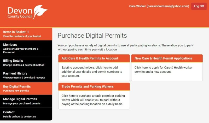 Digital permits for care and health workers: User guide for account ...